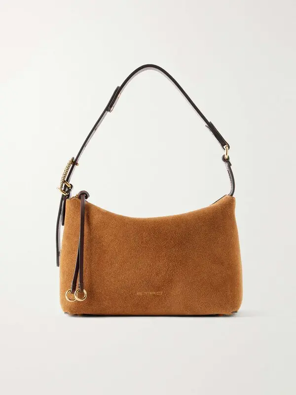 Etro Suede And Leather-trimmed Shoulder Bag - Tan