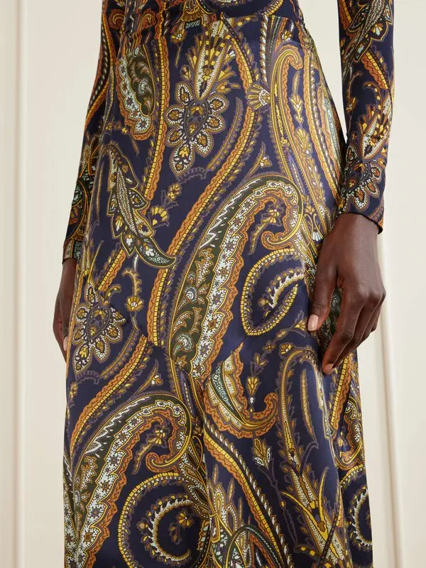 Etro Paisley-print Satin Midi Skirt