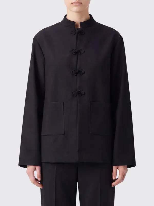 RÓHE Short Single-breasted Coat In Virgin Wool And Mohair With Toggle Closure - Black