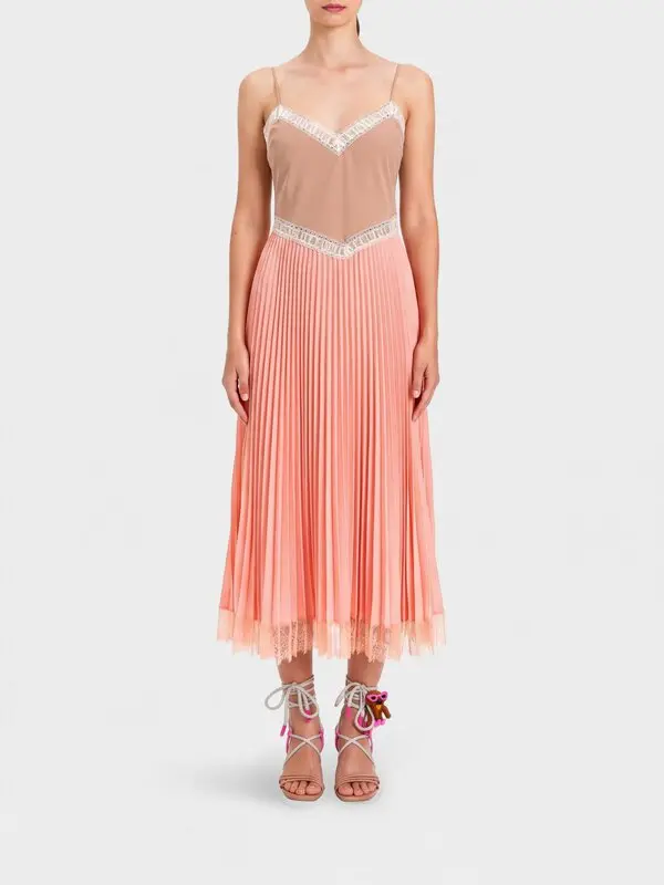 TWINSET Crêpe Midi Dress With Embroidery