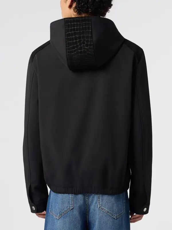 Philipp Plein Hooded Crocodile Print Windbreaker Jacket With Hexagon Logo