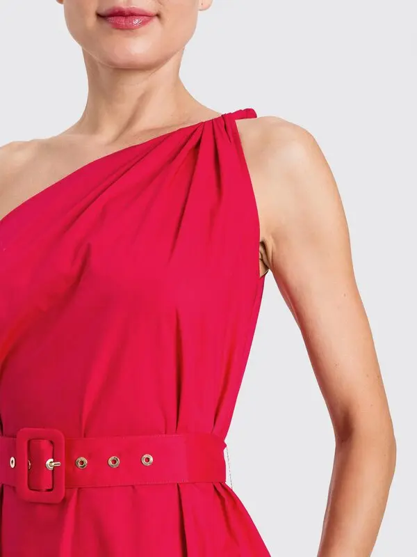 TWINSET One-shoulder Cotton Midi Dress With Adjustable Belt