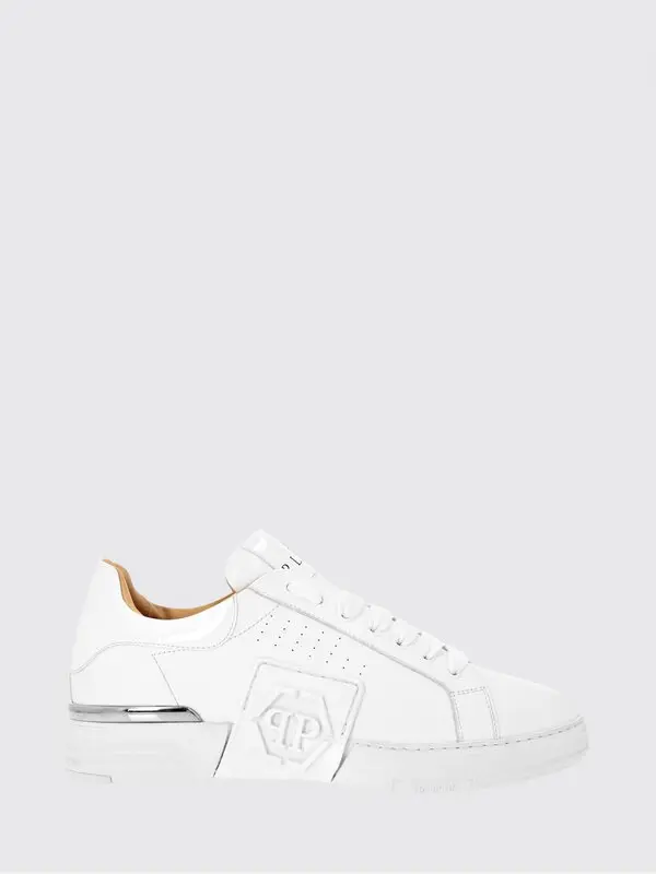 Philipp Plein Low-top Hexagon Sneakers In Smooth Leather With Tone-on-tone Rubber Logo