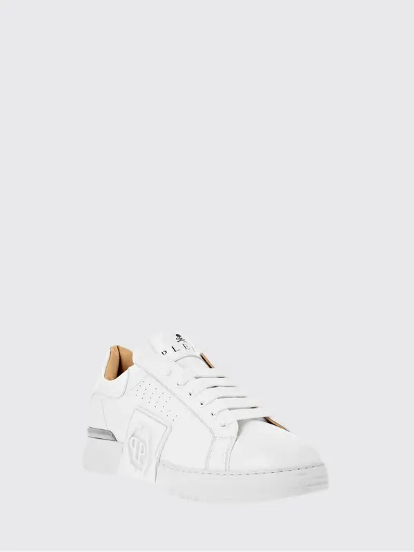 Philipp Plein Low-top Hexagon Sneakers In Smooth Leather With Tone-on-tone Rubber Logo