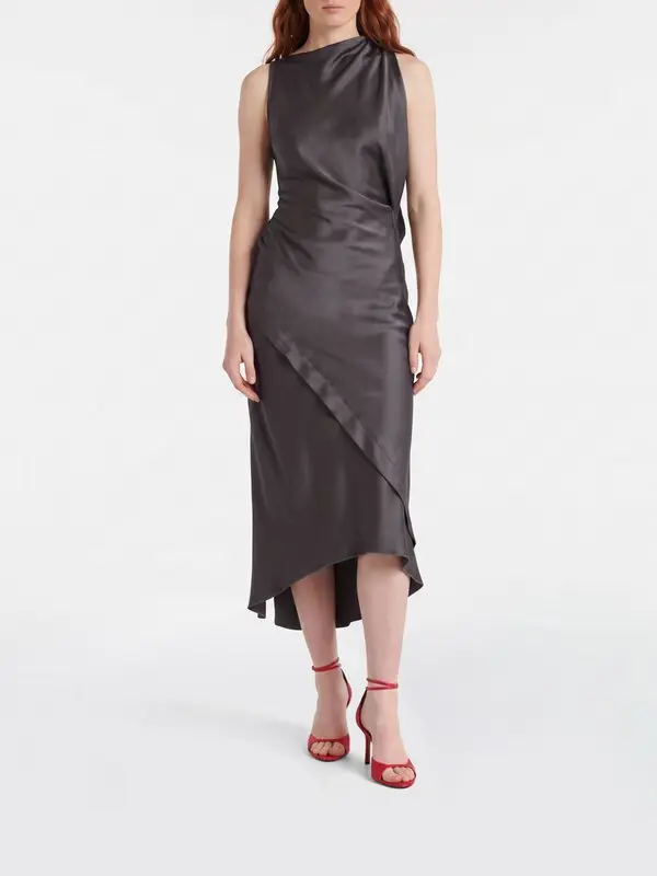Victoria Beckham Kyra Asymmetrical Midi Dress - Grey 1