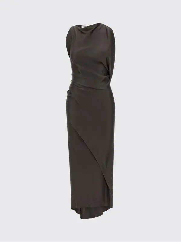 Victoria Beckham Kyra Asymmetrical Midi Dress With Bare Shoulders