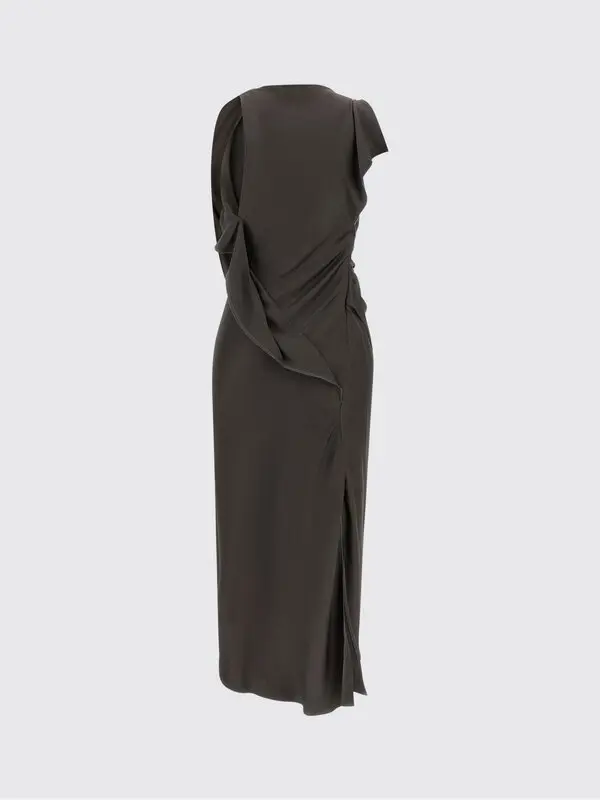 Victoria Beckham Kyra Asymmetrical Midi Dress With Bare Shoulders