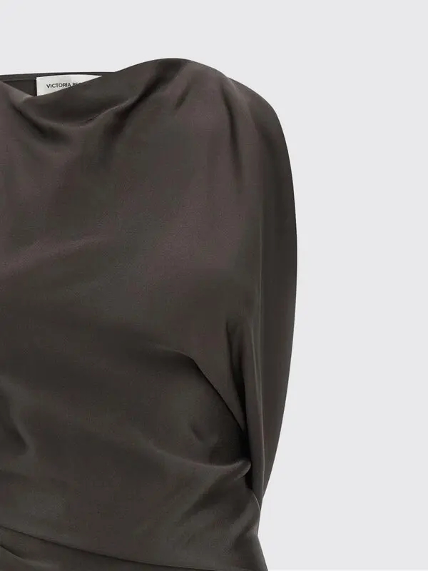 Victoria Beckham Kyra Asymmetrical Midi Dress With Bare Shoulders