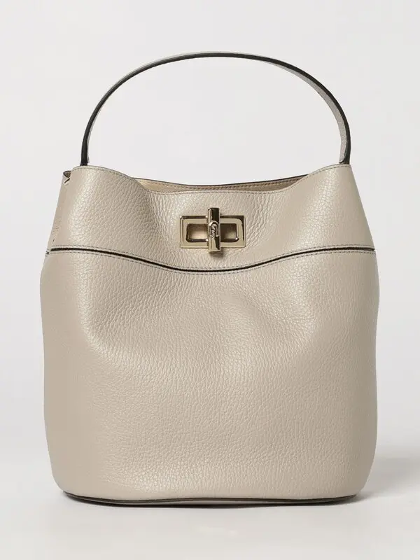 Furla Amelie Medium Leather Bucket Bag With Top Handle - Grey