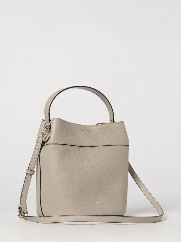 Furla Amelie Medium Leather Bucket Bag With Top Handle - Grey