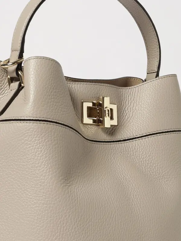 Furla Amelie Medium Leather Bucket Bag With Top Handle - Grey