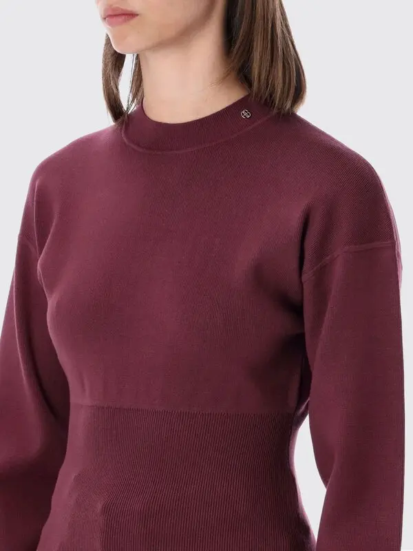 ANINE BING Ribbed Crewneck Jumper - Burgundy