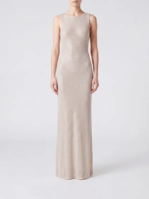 TWENTY FOURHAITCH Off-the-shoulder Stretch Cotton Long Evening Gown