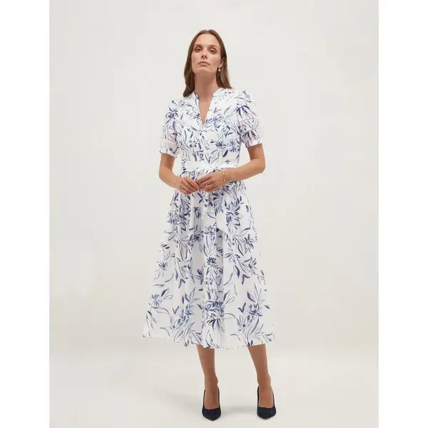HOBBS LONDON Annabella Floral Print V-neck Midi Dress - Ivorymidnight