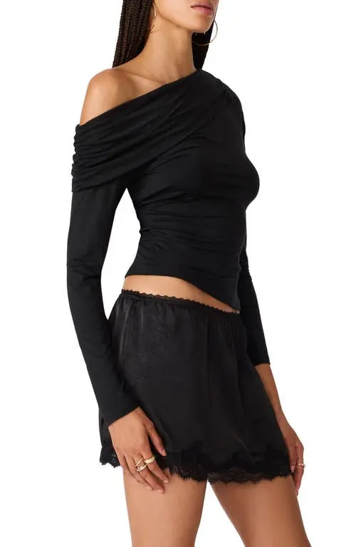 Steve Madden Ryder Off-the-shoulder Knit Top - Black