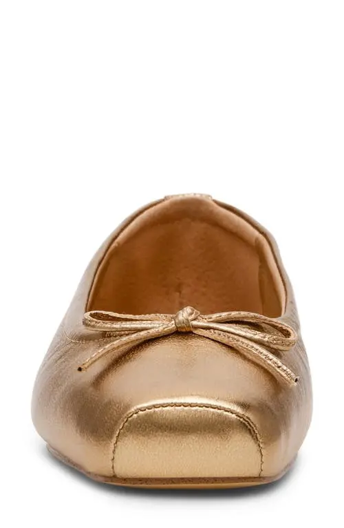 Steve Madden Eleve Square Toe Flat With Bow Detailing - Bronze Leather