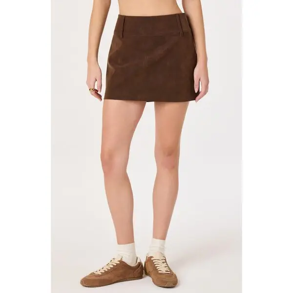 Astr The Label Arielle Faux Leather Skort - Brown
