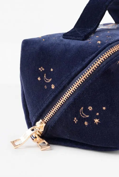 ELIZABETH SCARLETT Mystical Whale Velvet Open Flat Makeup Bag