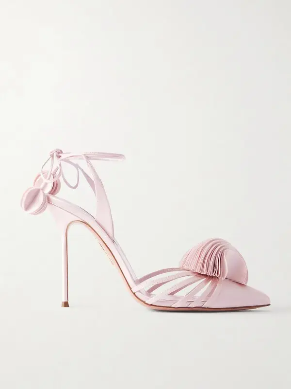 AQUAZZURA Wild Bloom Embellished Satin Pumps - Pink