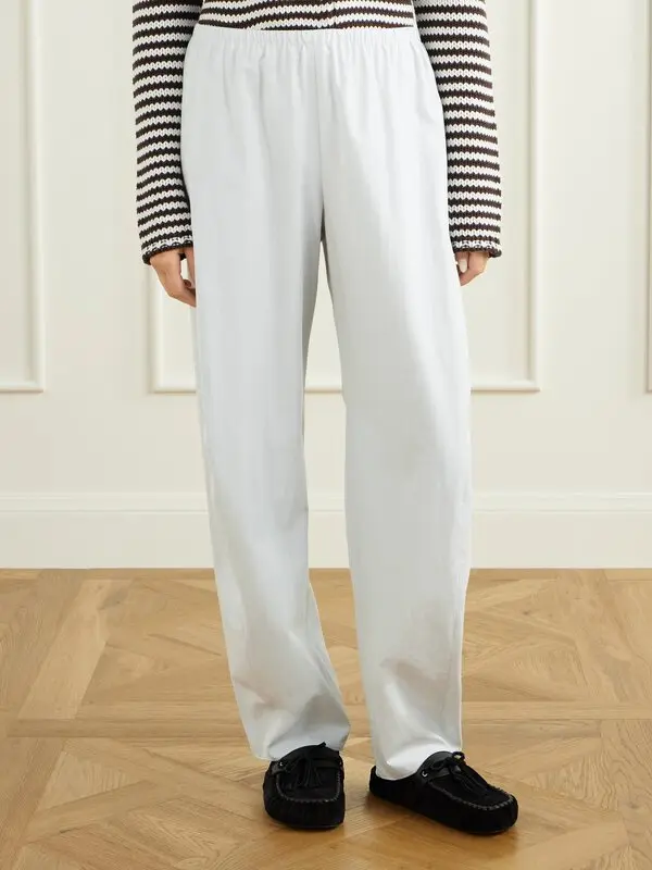 LA LIGNE Cotton Poplin Wide-leg Pants - Blue