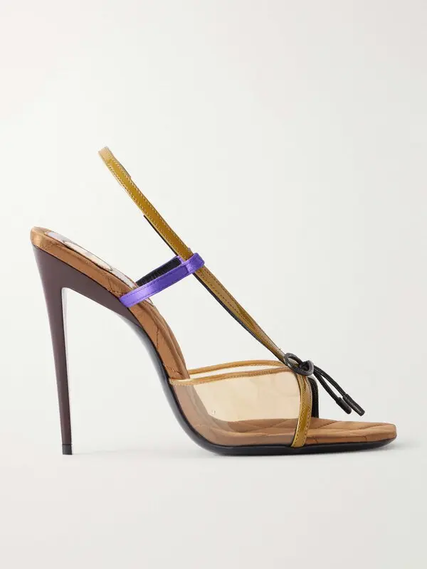 Saint Laurent Leather And Satin-trimmed Tpu Sandals - Green