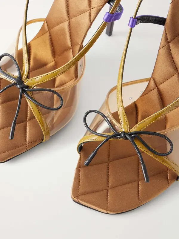 Saint Laurent Leather And Satin-trimmed Tpu Sandals - Green
