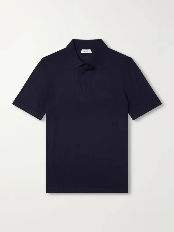 Gabriela Hearst Stendhal Cashmere And Silk-blend Polo Shirt - Blue