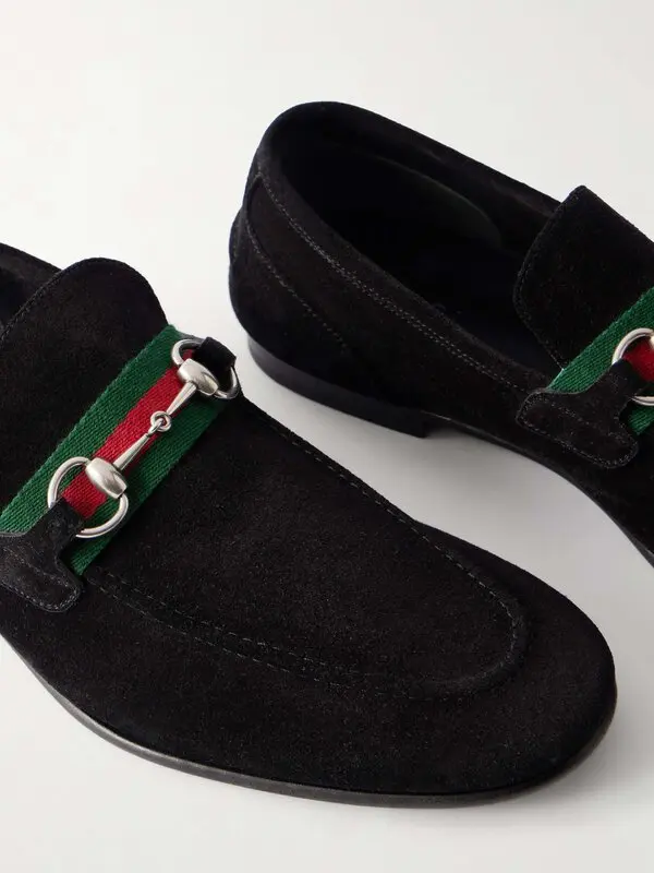 Gucci Como Horsebit-embellished Suede Loafers - Black