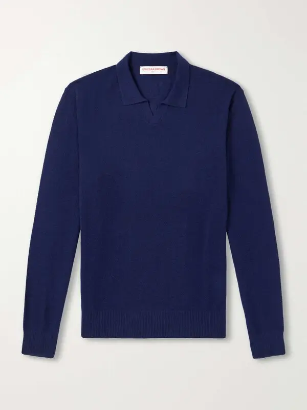 Orlebar Brown Bresson Cashmere Polo Shirt - Navy