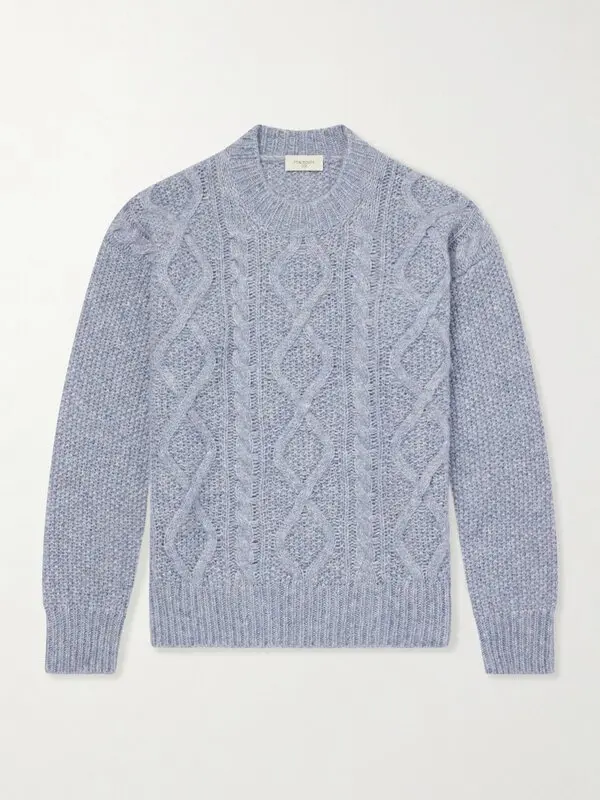 PIACENZA CASHMERE 1733 Cable-knit Alpaca And Wool-blend Sweater