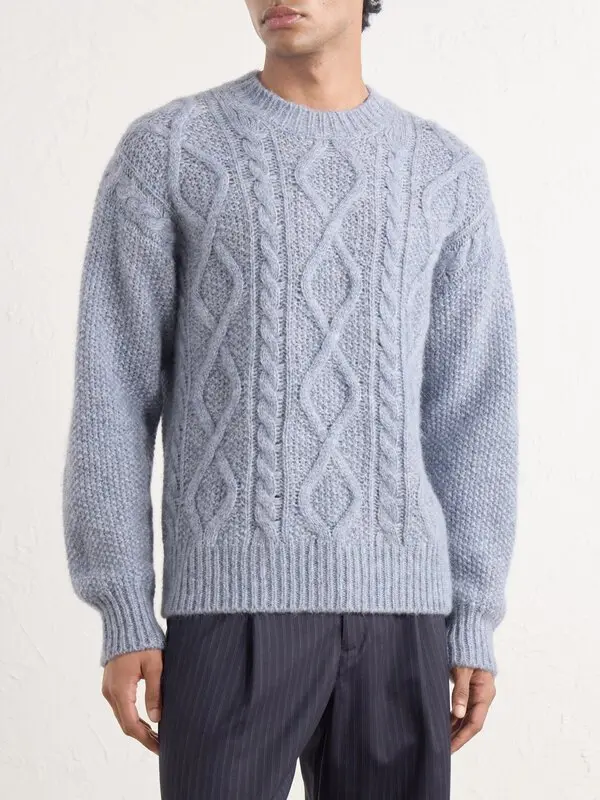 PIACENZA CASHMERE 1733 Cable-knit Alpaca And Wool-blend Sweater