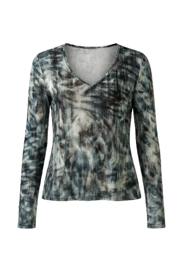 CONQUISTA Abstract Tie-dye Long-sleeve Top – Artistic, Modern, Effortlessly Versatile