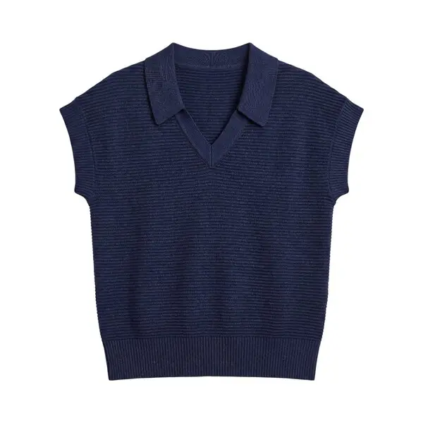 BRODIE CASHMERE Rippled V Neck Vest