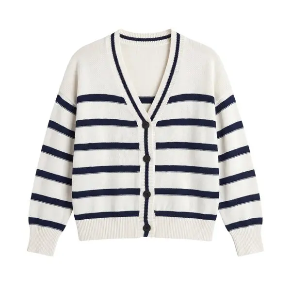 BRODIE CASHMERE Reverse Stripe Cardigan