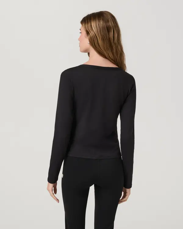 Vuori Long Sleeve Halo V-neck Cardigan - Solid Black