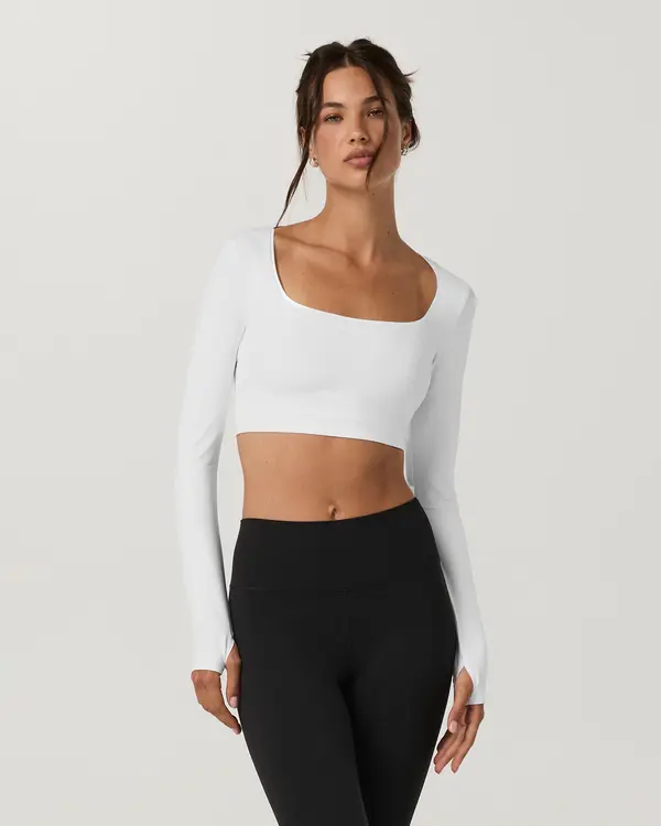 Vuori Allthefeels™ Long Sleeve Scoop Top - White