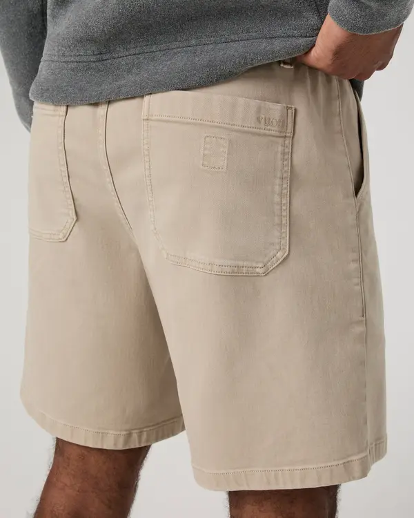 Vuori Benton Twill Elastic Waist Short 8 - Limestone