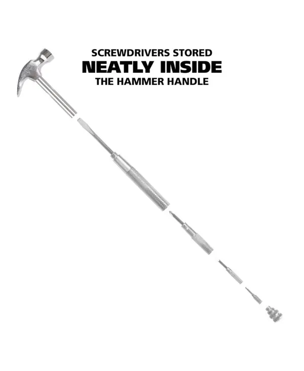 XDOVET 5-in-1 Multifunctional Hammer Chrome Plated And Rust Resistant - Silver