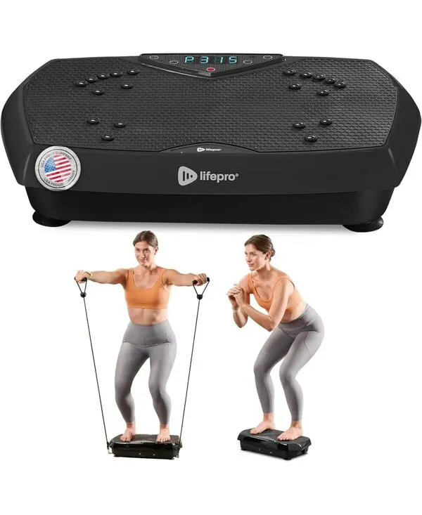 LIFEPRO Vibration Plate Exercise Machine With Magnetic Acupoints – Full Body Vibration Platform Lymphatic Drainage Massager - Black