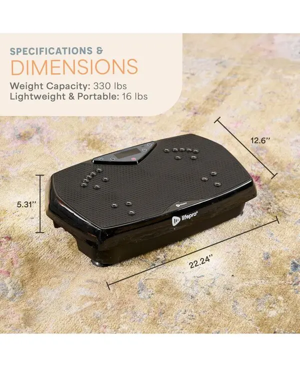 LIFEPRO Vibration Plate Exercise Machine With Magnetic Acupoints – Full Body Vibration Platform Lymphatic Drainage Massager - Black