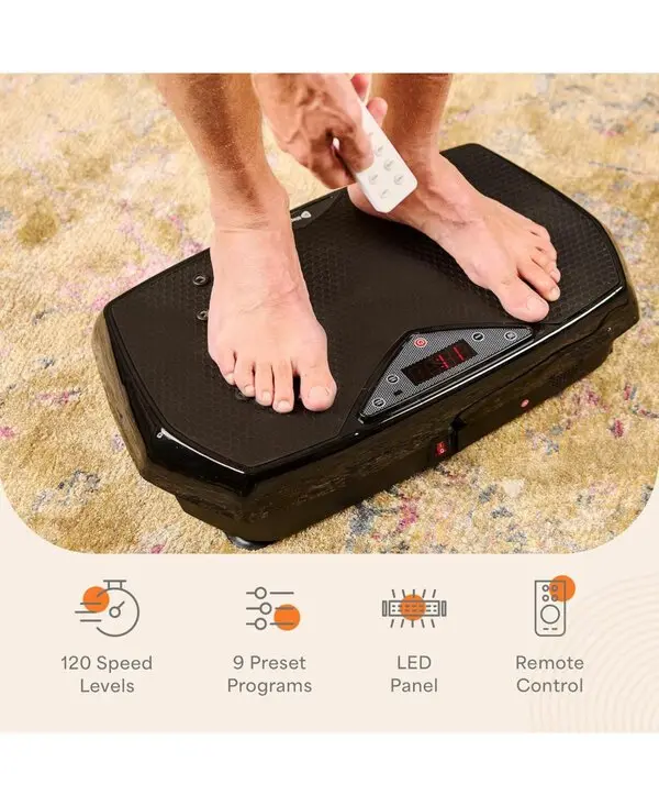 LIFEPRO Vibration Plate Exercise Machine With Magnetic Acupoints – Full Body Vibration Platform Lymphatic Drainage Massager - Black