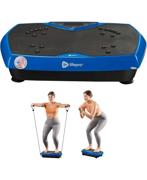 LIFEPRO Vibration Plate Exercise Machine With Magnetic Acupoints – Full Body Vibration Platform Lymphatic Drainage Massager - Blue
