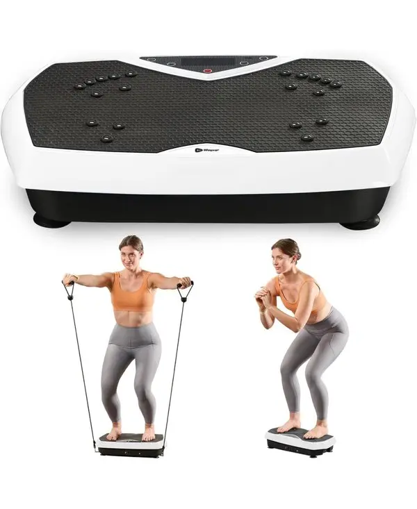 LIFEPRO Vibration Plate Exercise Machine With Magnetic Acupoints – Full Body Vibration Platform Lymphatic Drainage Massager - Open White