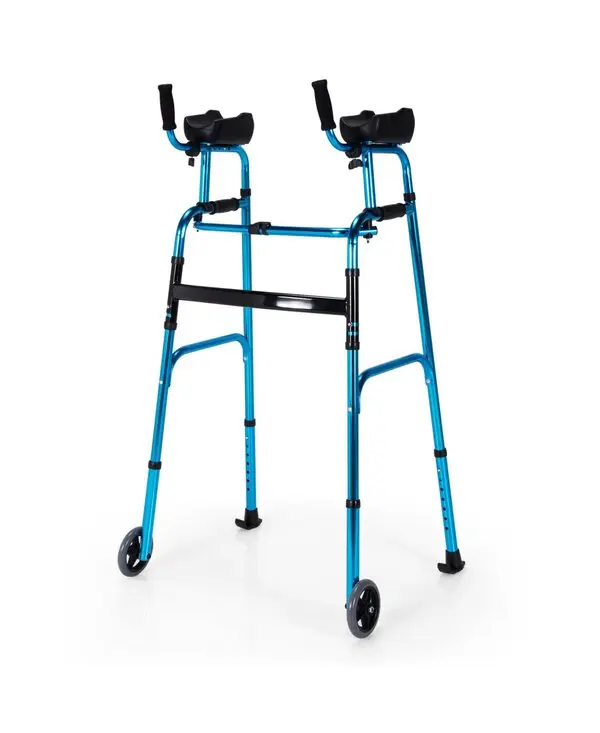 SUGIFT Folding Adjustable Aluminum Wheel Walking Frame - Navy