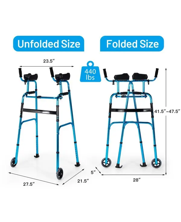 SUGIFT Folding Adjustable Aluminum Wheel Walking Frame