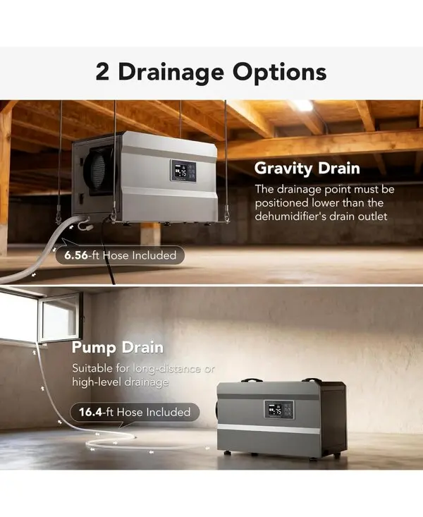TRIBESIGNS 145 Pints Commercial Dehumidifier With Pump And Drain Hose