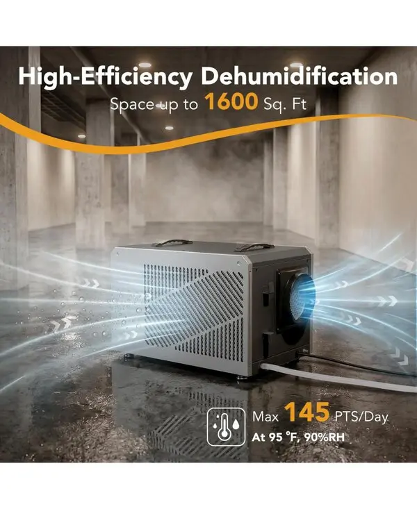 TRIBESIGNS 145 Pints Commercial Dehumidifier With Pump And Drain Hose