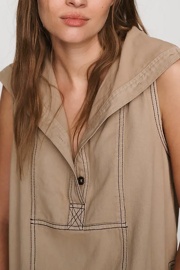 PILCRO 100% Cotton Funnel-neck Pullover