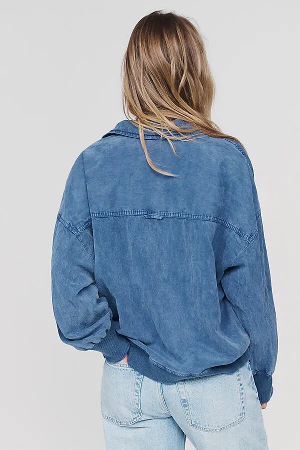 PILCRO Relaxed Pullover Sweatshirt - Indigo