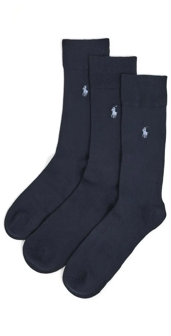 Polo Ralph Lauren Supersoft Flat Knit Socks 3 Pack - Navy